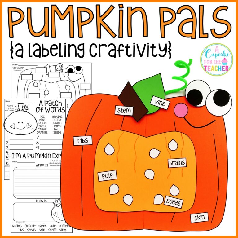 Fall Pumpkin Labeling Craft and Activities - A Cupcake for a Teacher