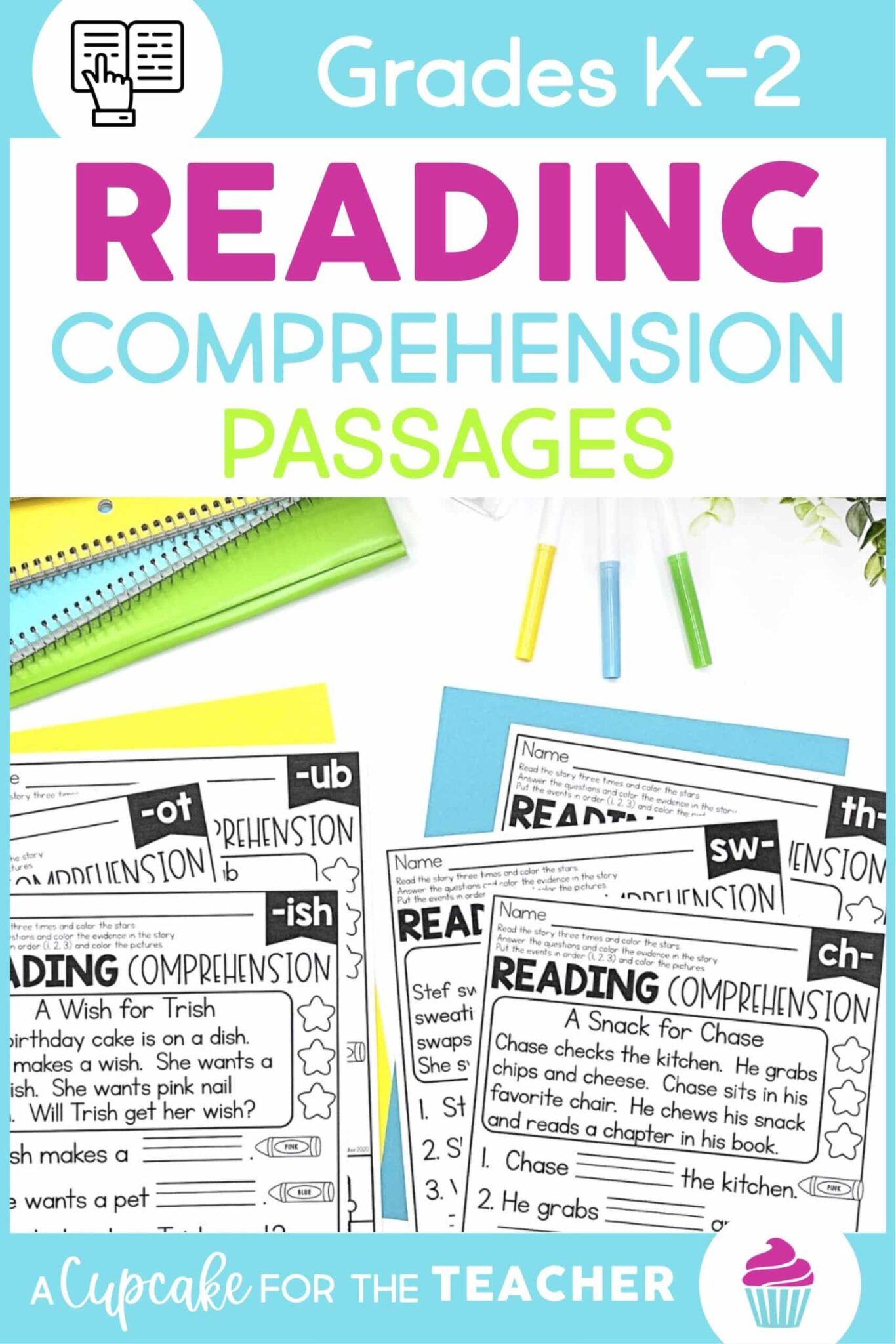 Reading Comprehension Passages for K - 2nd - A Cupcake for a Teacher
